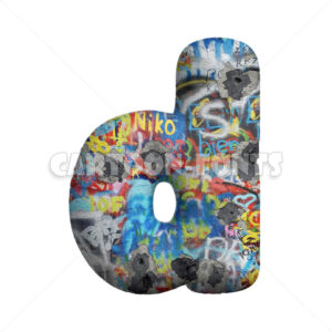 Graffiti character D | 3d Lower-case font against white background